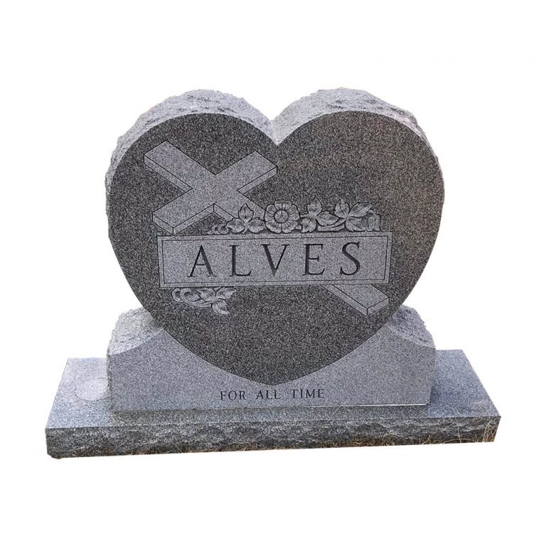 Wholesale Heart-shaped Grey Granite Headstone with Base - Samistone