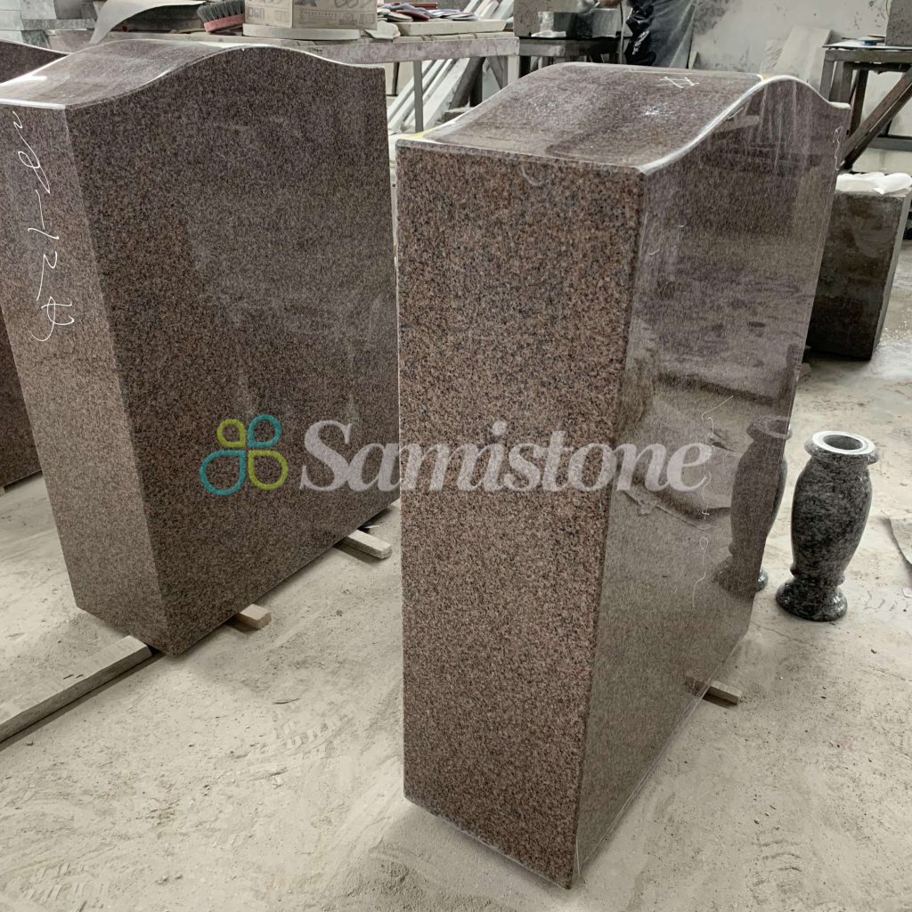 Wholesale Upright Mahogany Red Granite Upright Tombstone - Samistone