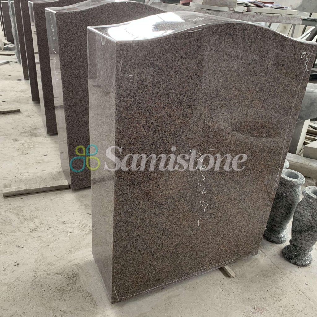 Wholesale Upright Mahogany Red Granite Upright Tombstone - Samistone