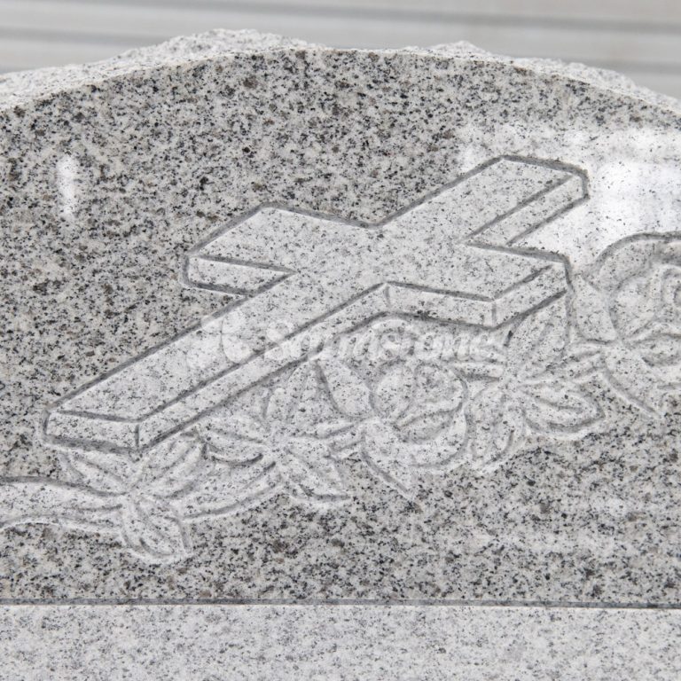 Wholesale Grey Granite Upright Tombstone Sand-blasted - Samistone