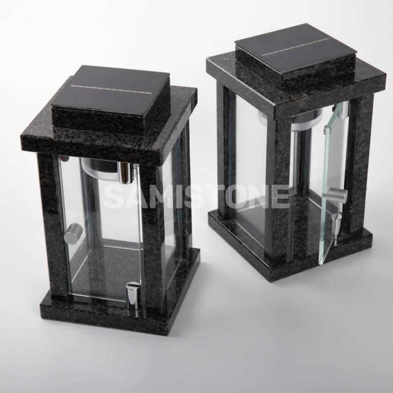 Granite Solar Power Cemetery Garden Light Memorial with Remote Control ...