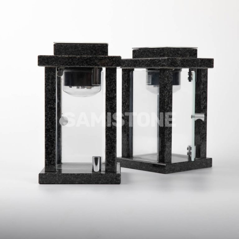 Granite Solar Power Cemetery Garden Light Memorial with Remote Control ...